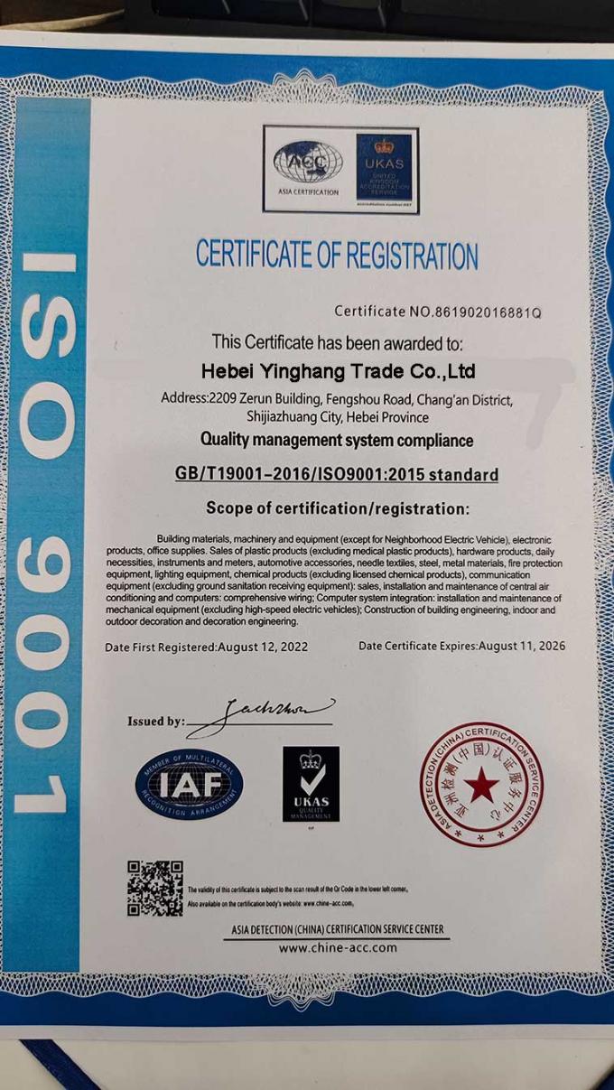China Hebei Yinghang Trade Co.,Ltd quality control